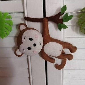 Safari Animals Garland, Nursery Wall Decor Garland With Monkeys, Felt ...