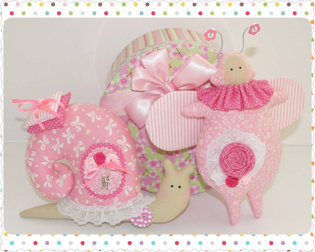 Ready to Ship Easter Snail and Tilda Bug, Set of Two Spring Valentine's Ornaments, Stuffed ...