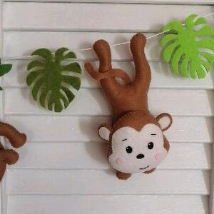 Safari Animals Garland, Nursery Wall Decor Garland With Monkeys, Felt ...