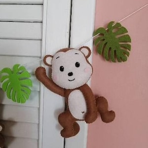 Safari Animals Garland, Nursery Wall Decor Garland With Monkeys, Felt ...