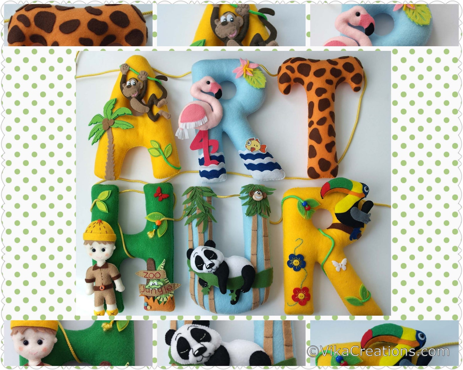 Safari Theme Name Birthday Banner, Boy or Girl, Personalized Felt Name ...