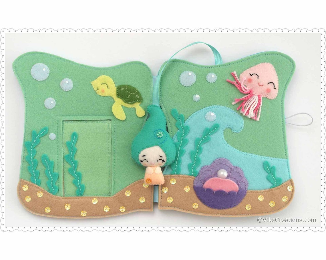 Little Mermaid and Her Sea Friends, Nautical Style Quiet Book in a Bag ...