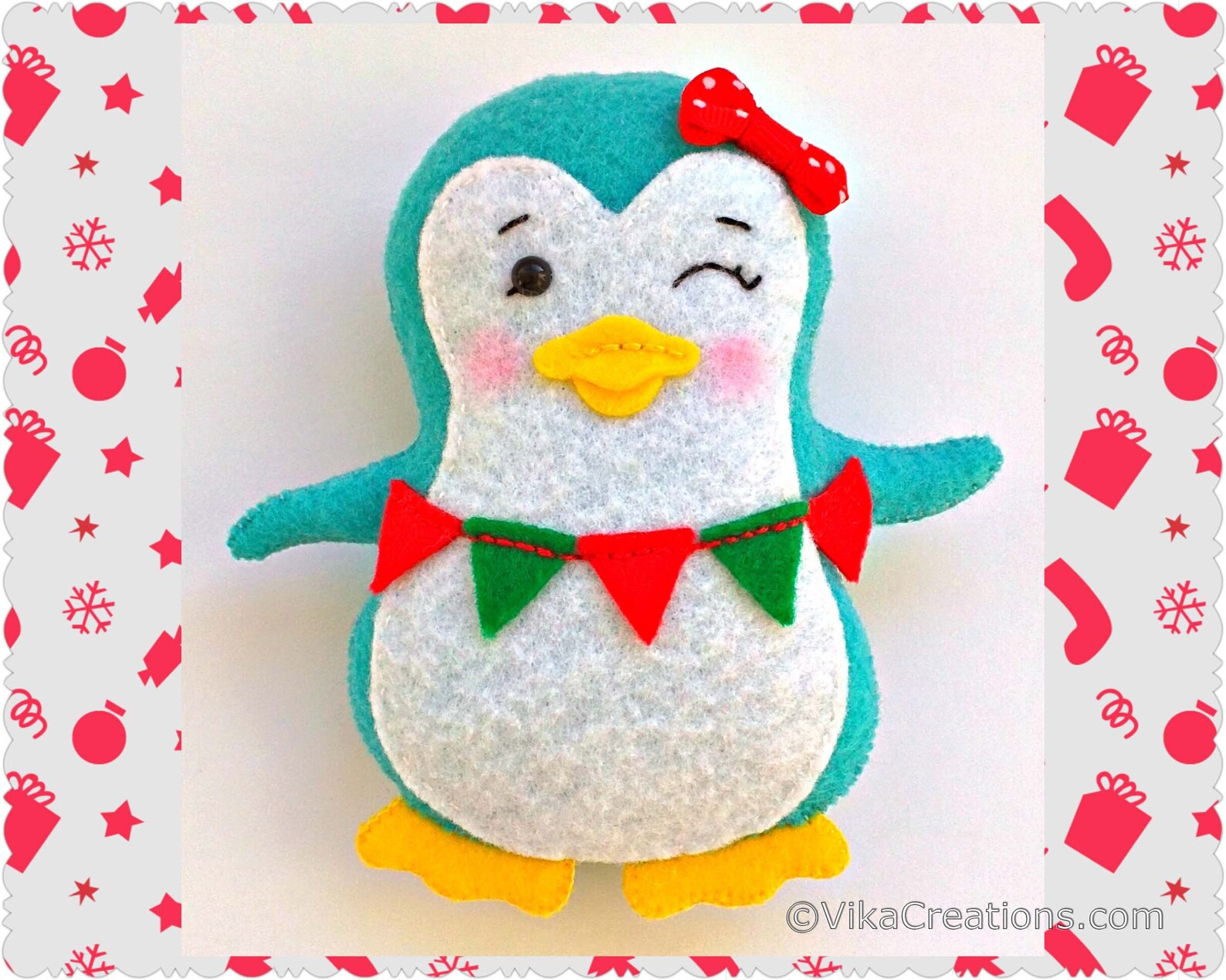 Set of Three Hanging Penguin Ornaments Handmade Felt | Etsy