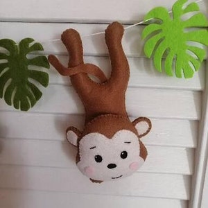 Safari Animals Garland, Nursery Wall Decor Garland With Monkeys, Felt ...