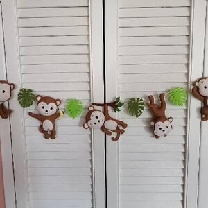 Safari Animals Garland, Nursery Wall Decor Garland With Monkeys, Felt ...