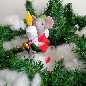 Mouse With Candle, Christmas Animal, Handmade Felt Christmas Tree ...
