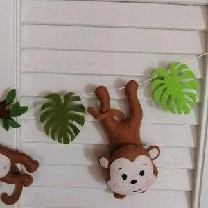 Safari Animals Garland, Nursery Wall Decor Garland With Monkeys, Felt ...