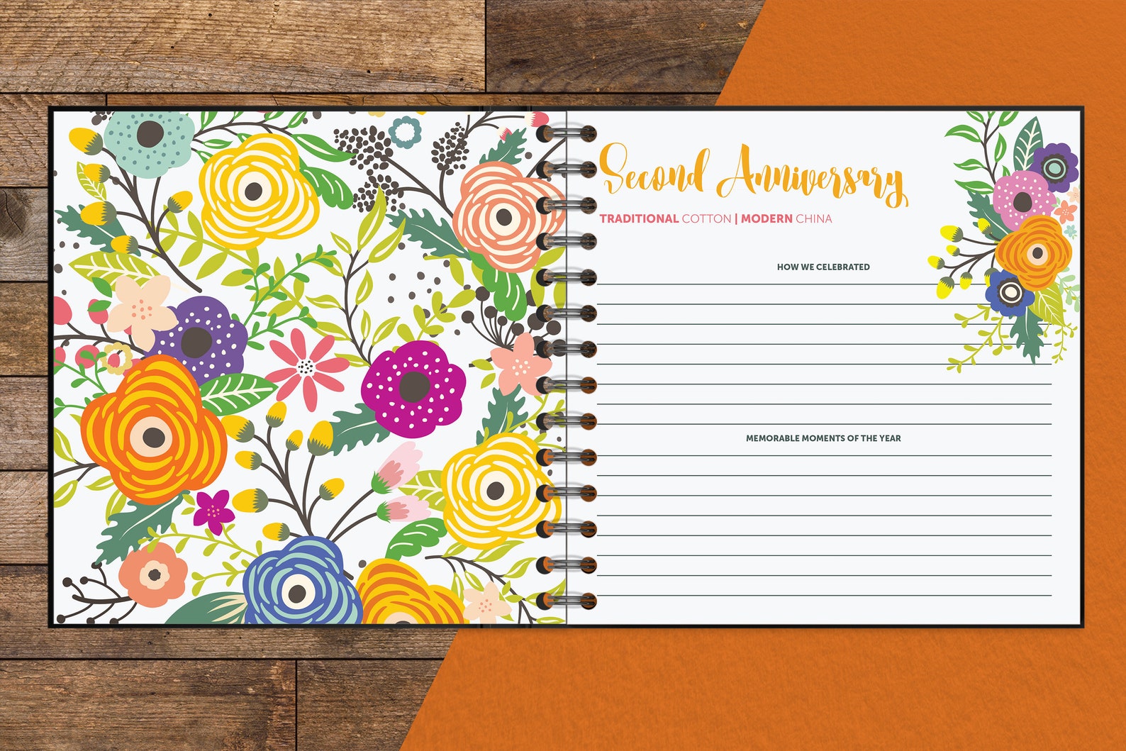 Wedding Anniversary Journal Summer Personalized Cover - Etsy