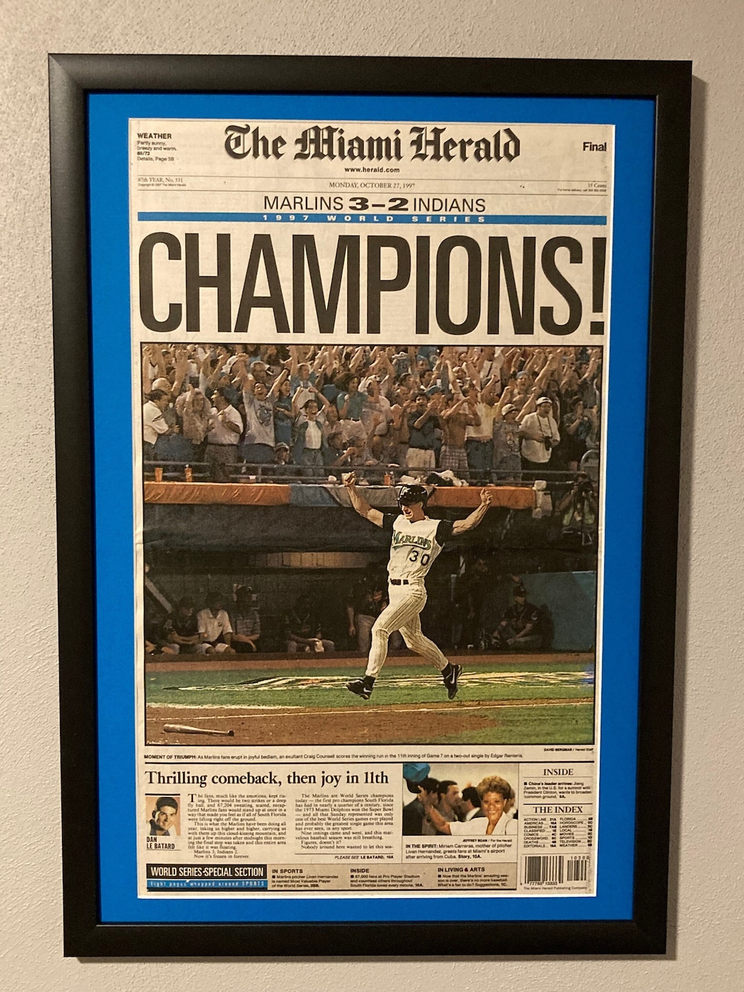 Florida Marlins - 1997 World Series Champions - Front Page Newspaper ...