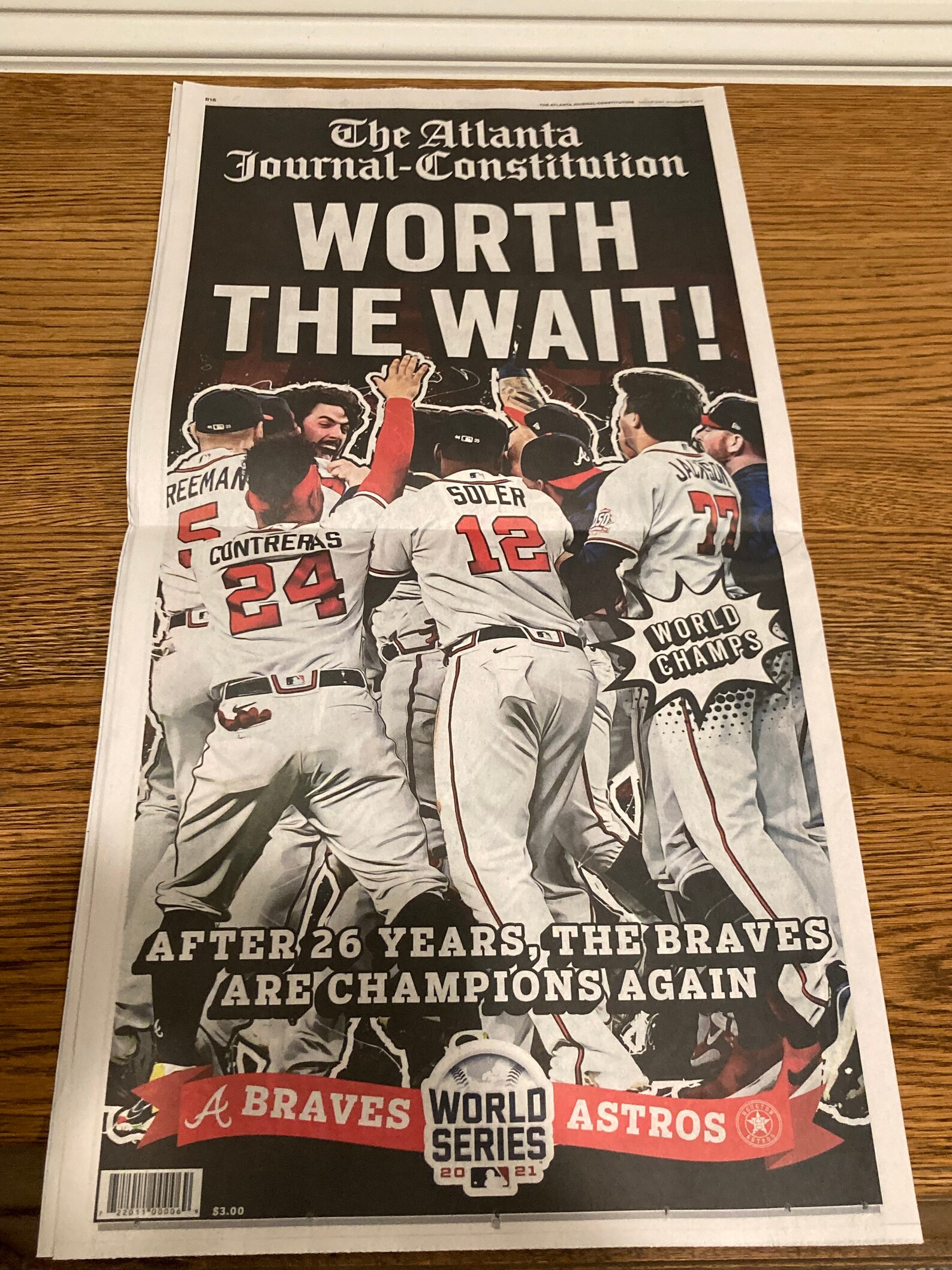 Atlanta Braves - 2021 World Series Champions - Newspaper Front Page ...