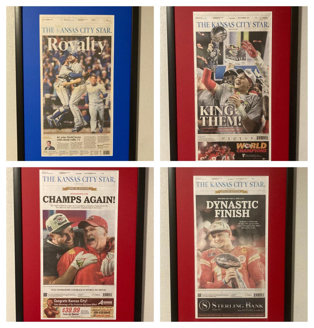 Kansas City Chiefs and Royals Champions Framed & Matted Front Page ...