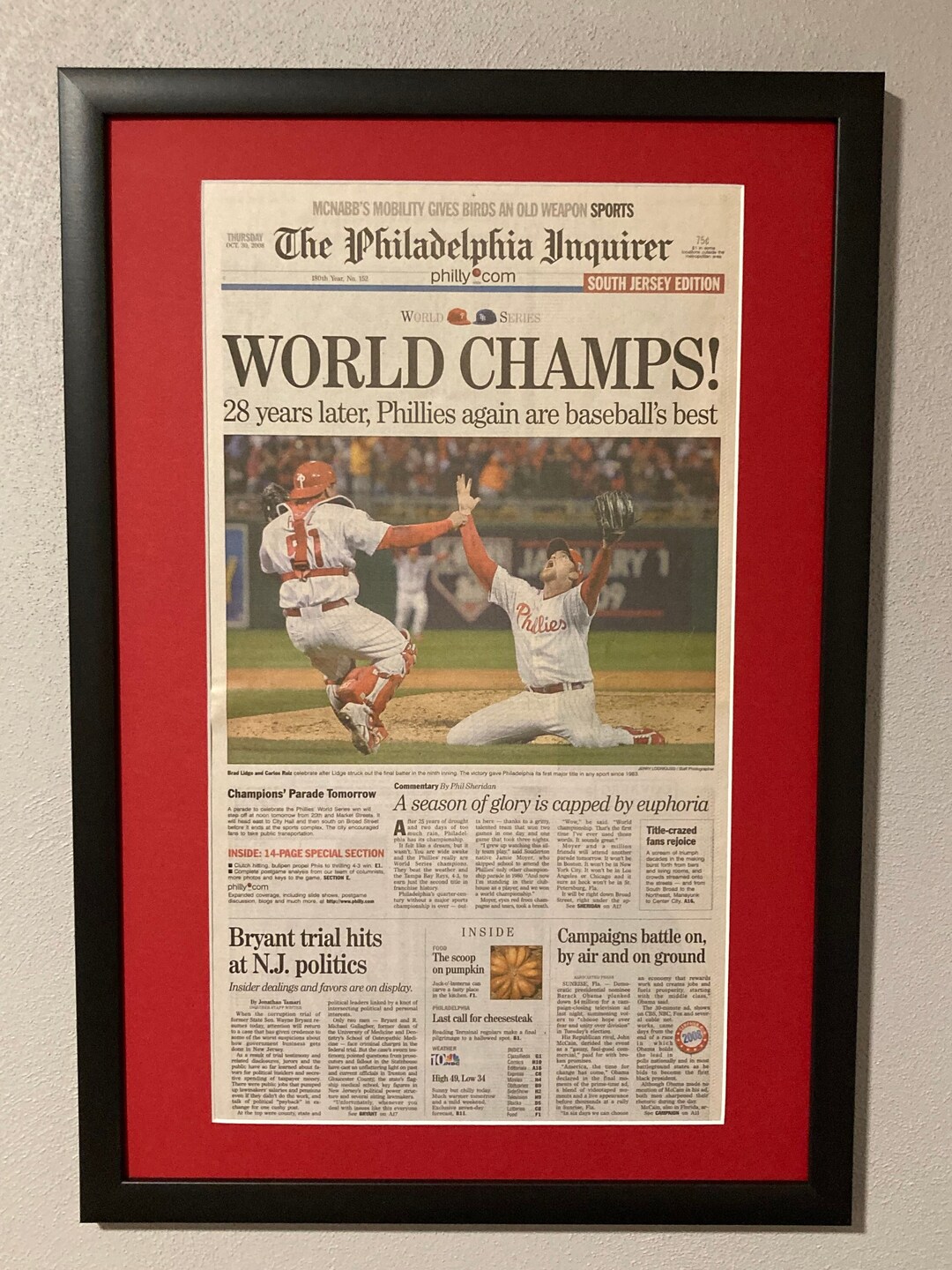 Philadelphia Phillies 2008 World Series Champions Philadelphia Inquirer ...