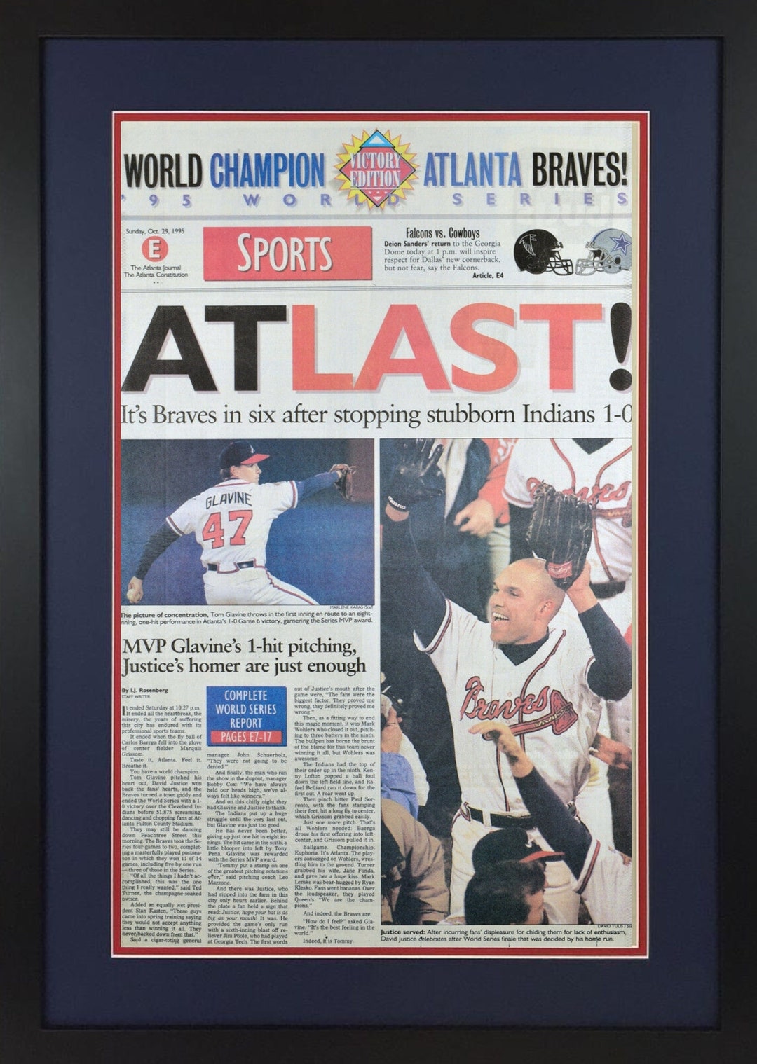 Atlanta Braves - 1995 World Series Champions - Front Page Newspaper ...