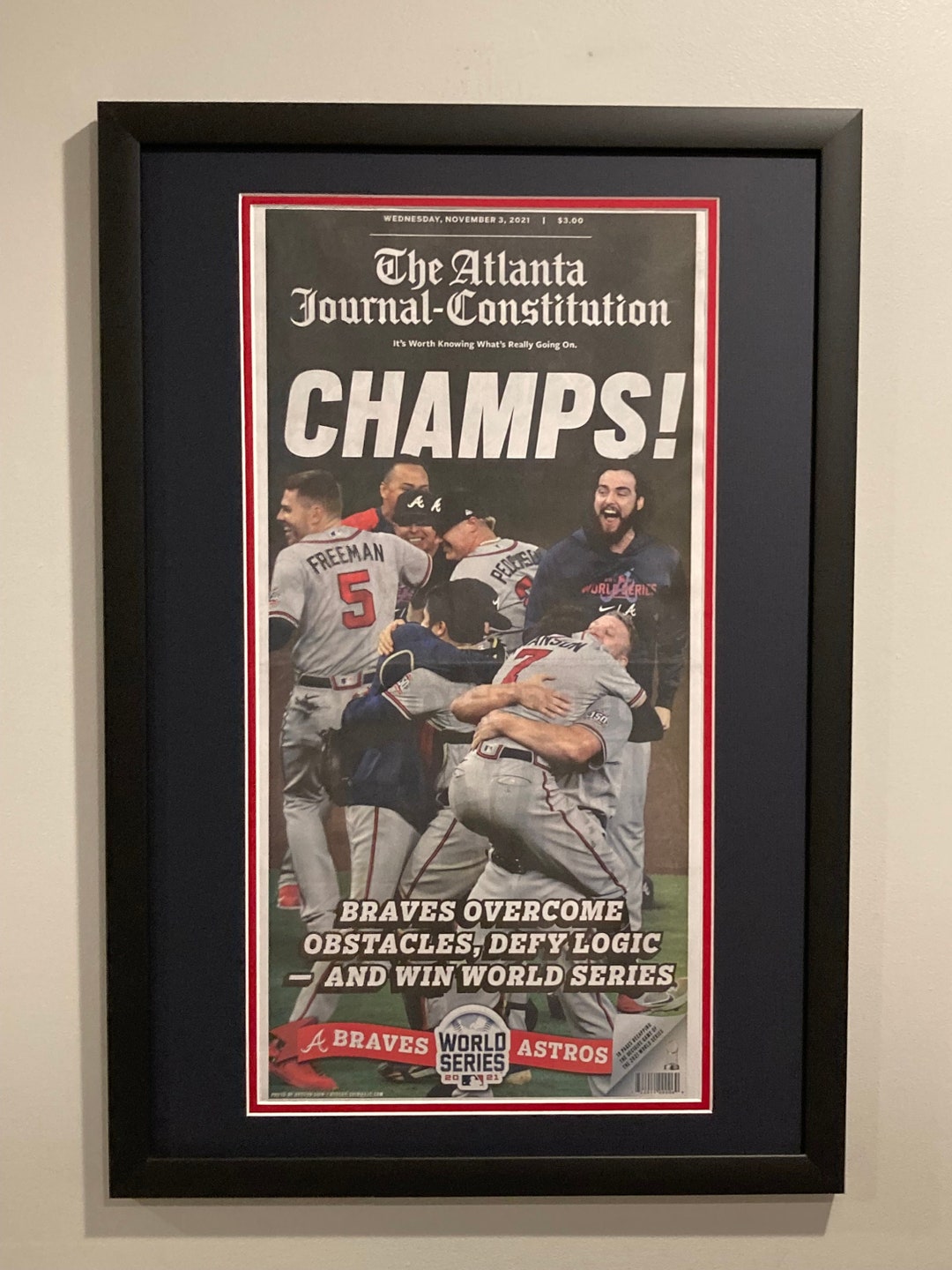 Atlanta Braves 2021 World Series Champions Newspaper Front Page champs ...