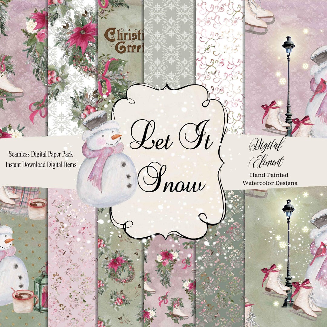 Digital Christmas Paper Watercolor Christmas Paper, Seamless Holiday ...