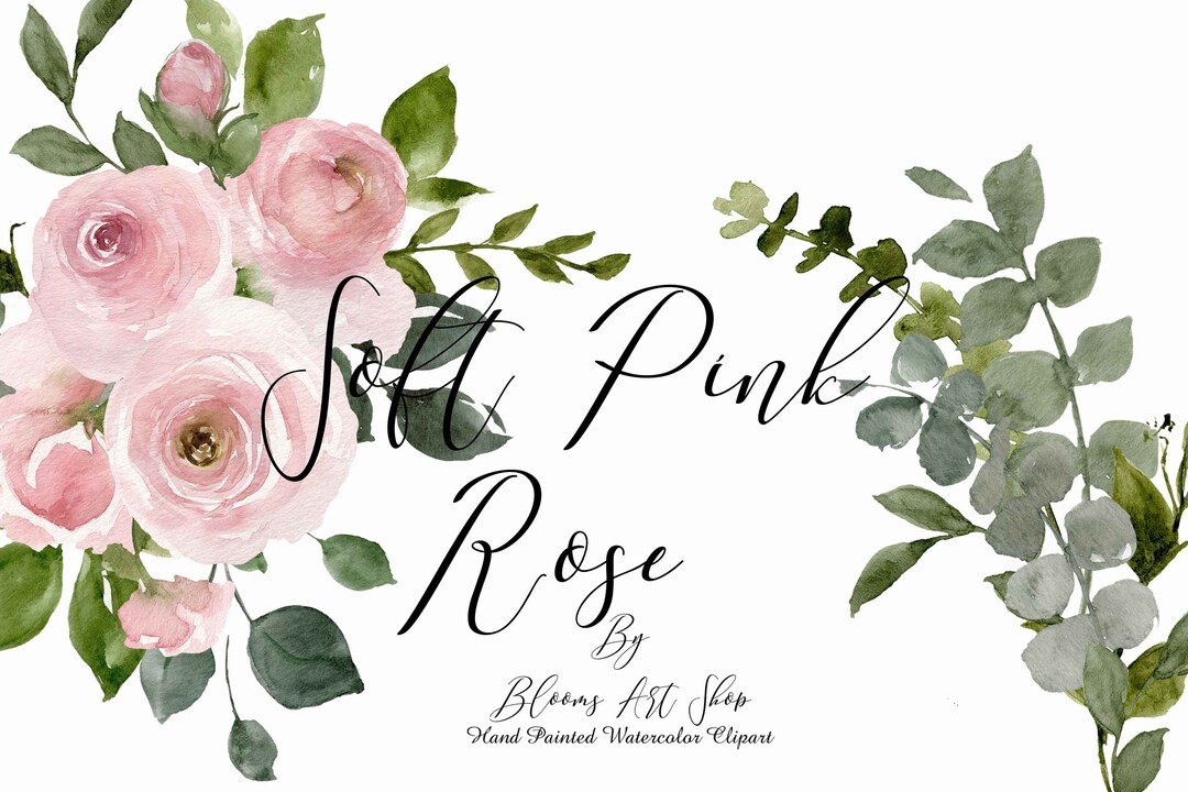 Pink Rose Clipart, Digital Download Printable, Floral Bundle Clipart ...