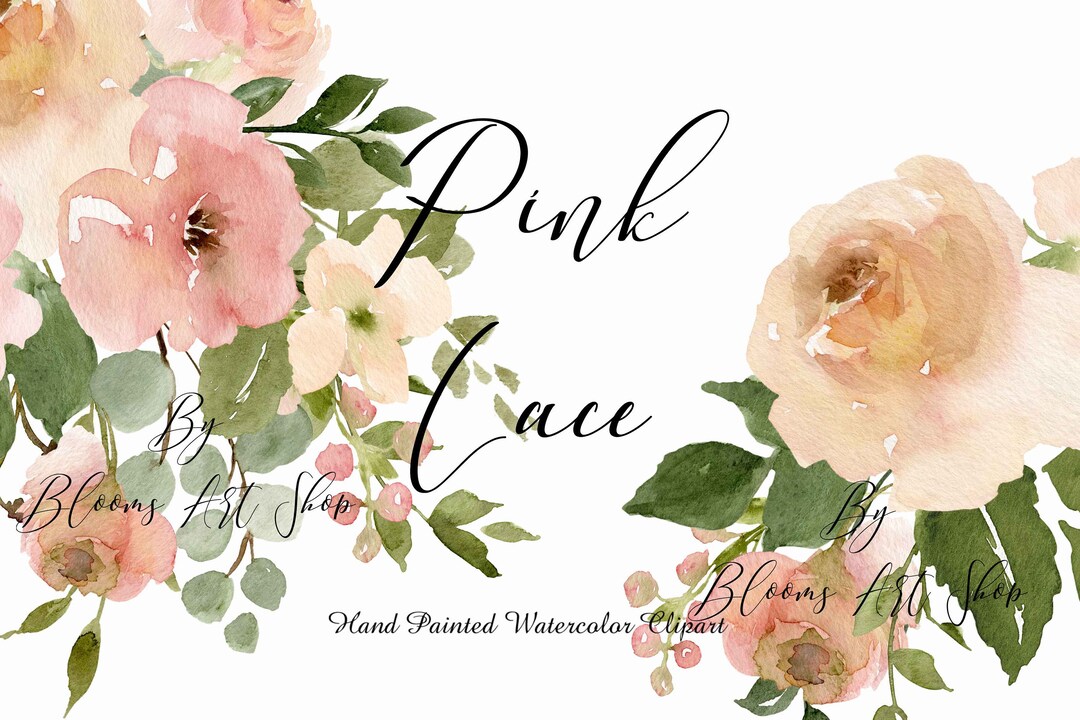 Pink Blush Rose Clipart, Rose Bouquet , Peony Rose Digital Floral ...