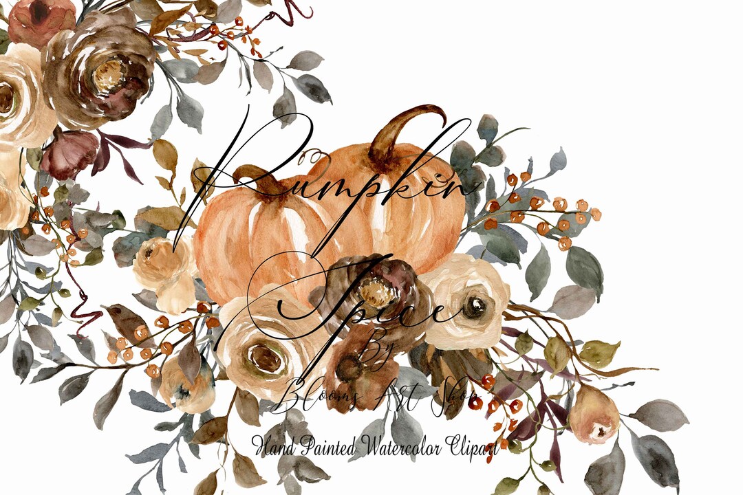 Watercolor Pumpkin Fall Clipart Thanksgiving Arrangement Pumpkin ...