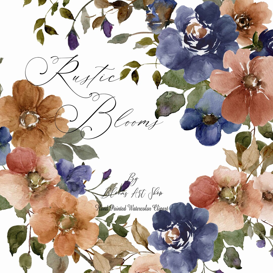 Rustic Brown Flower Bouquets Navy and Rust Wedding Bouquet Clipart ...