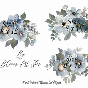 Dusty Blue Watercolor Peony Clipart Blue Rose Bouquets Clipart ...