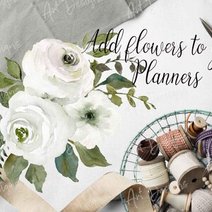 White Wedding Rose Invitation Clipart Watercolor Peonies Rose Flowers ...