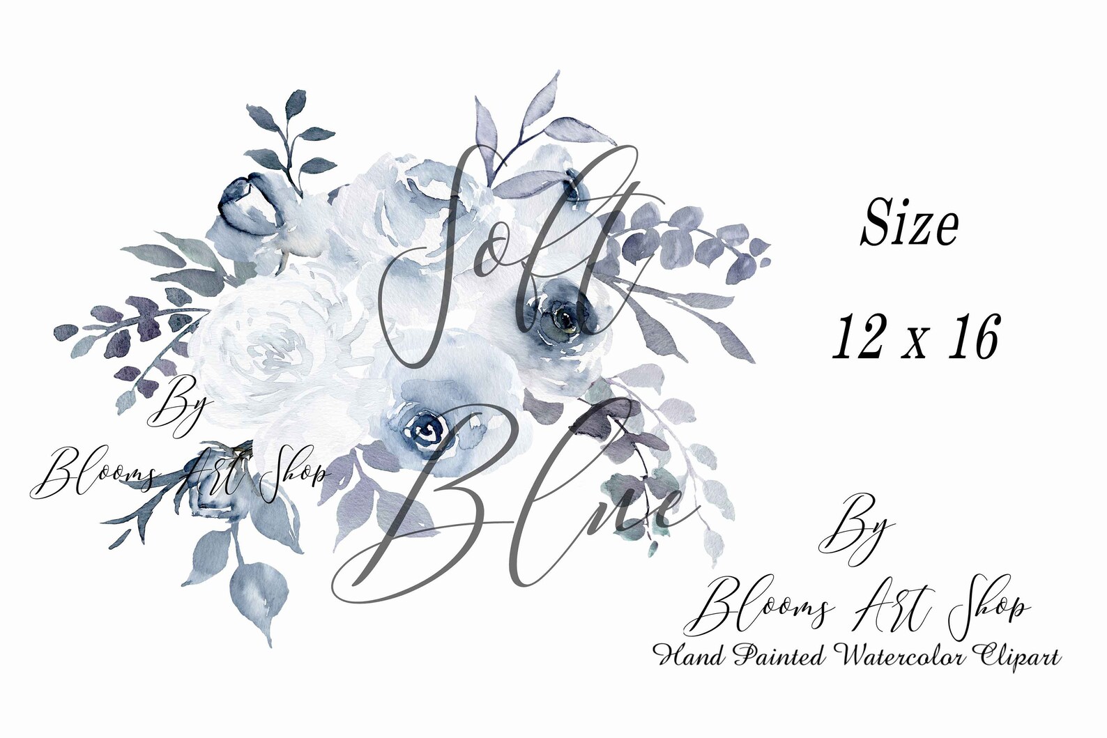 Blue Rose Clipart White Floral Bouquet Arrangement With - Etsy