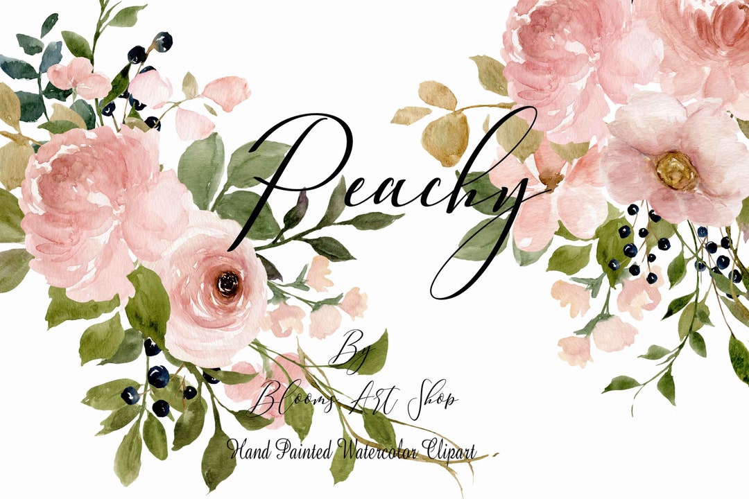 Pink Watercolor Floral Clipart: Blush Rose Bouquets (digital Download ...