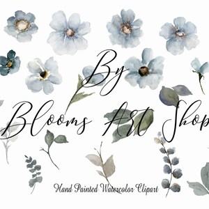 Dusty Blue Watercolor Peony Clipart Blue Rose Bouquets Clipart ...