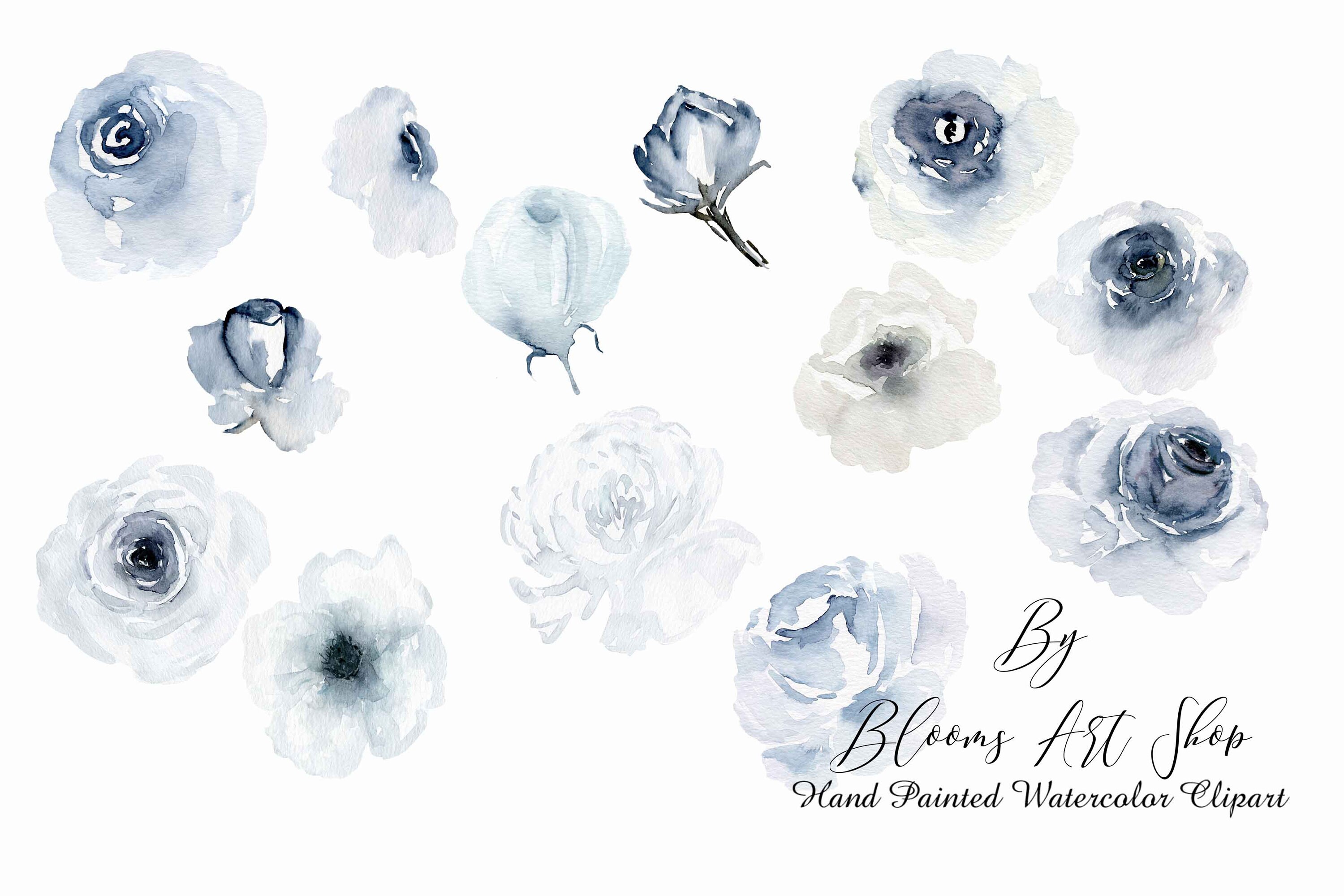 Blue Rose Clipart White Floral Bouquet Arrangement With - Etsy
