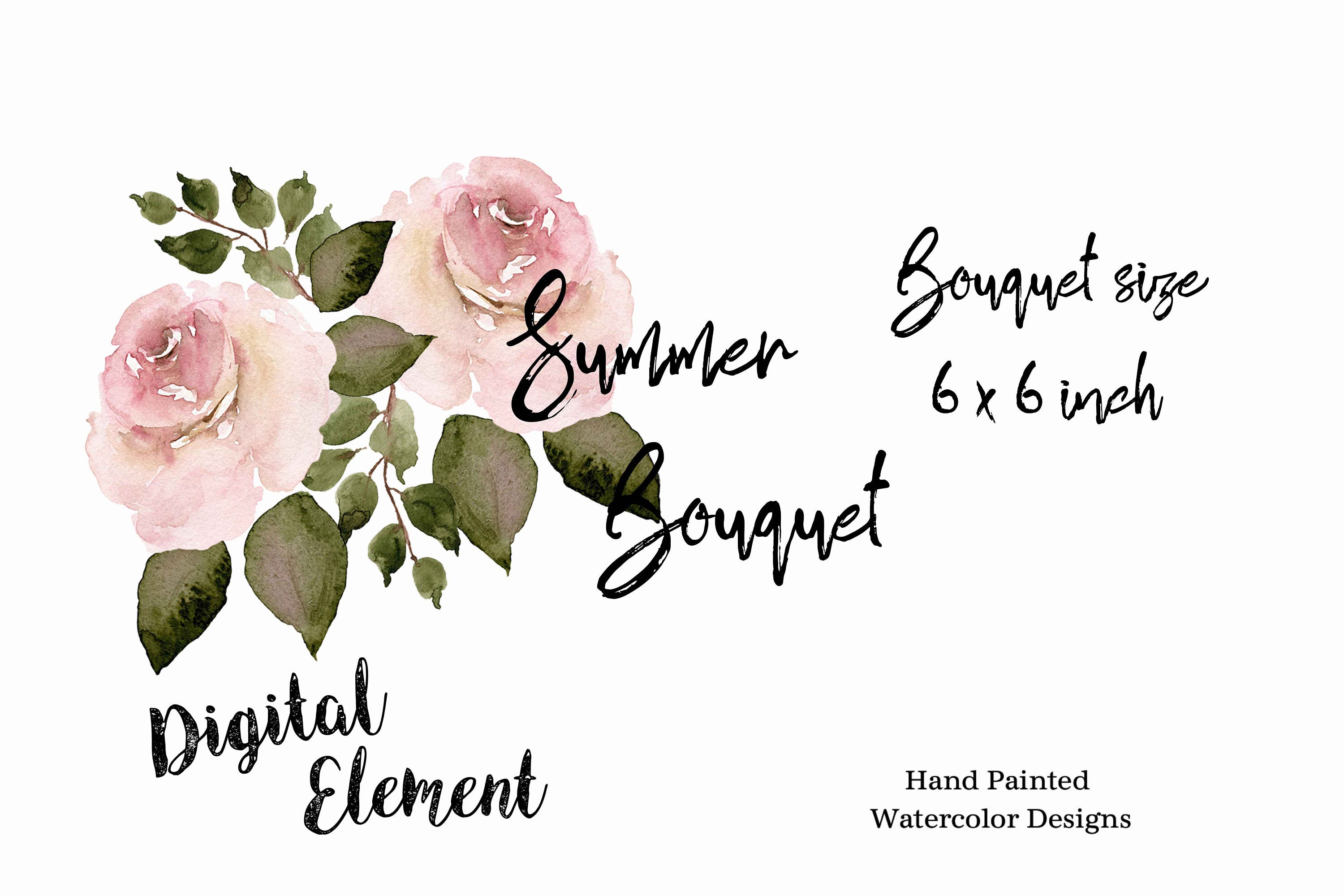 Blush watercolor flower clip art pink roses in png aquarelle | Etsy