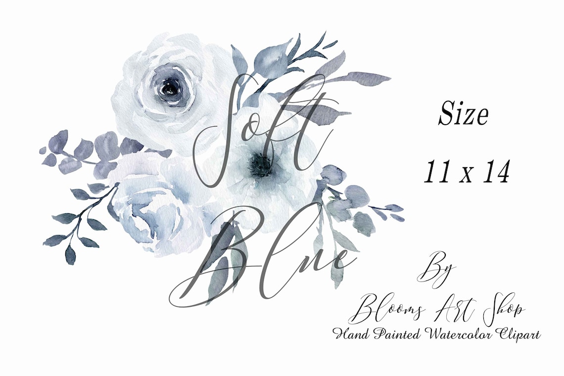 Blue Rose Clipart White Floral Bouquet Arrangement With - Etsy