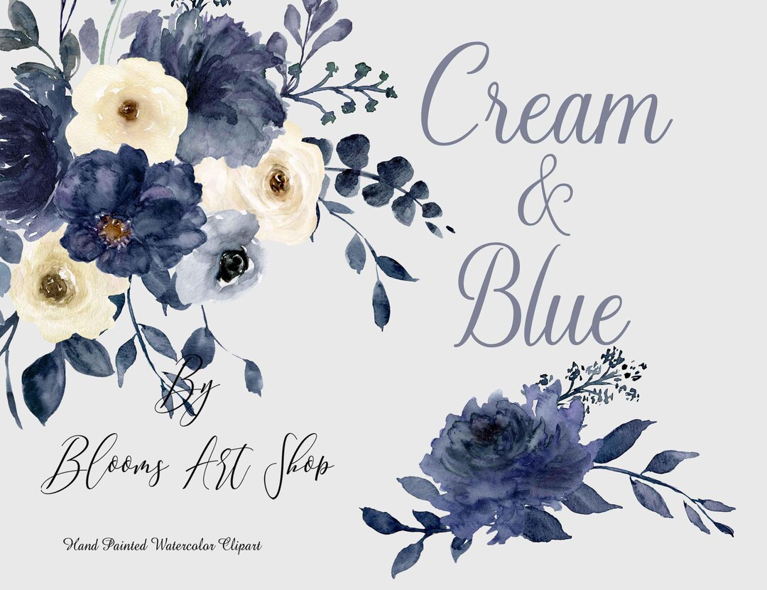 Navy Blue Peony Watercolor Clipart: Wedding Invitation Bouquets ...