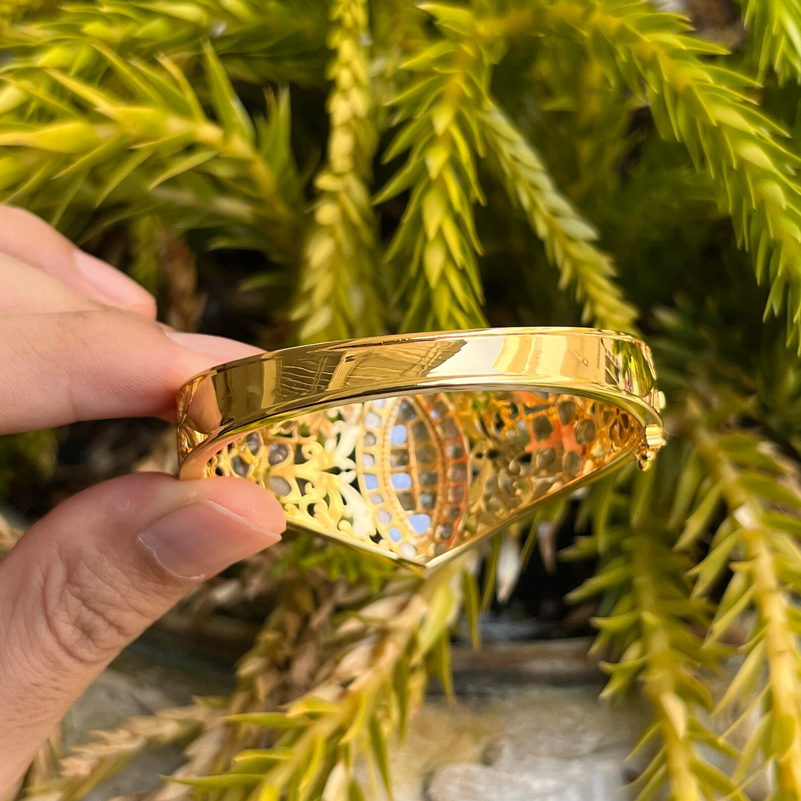 8K Polki Cut Diamond Marquise Filigree Bangle 2.50 CTW - Etsy