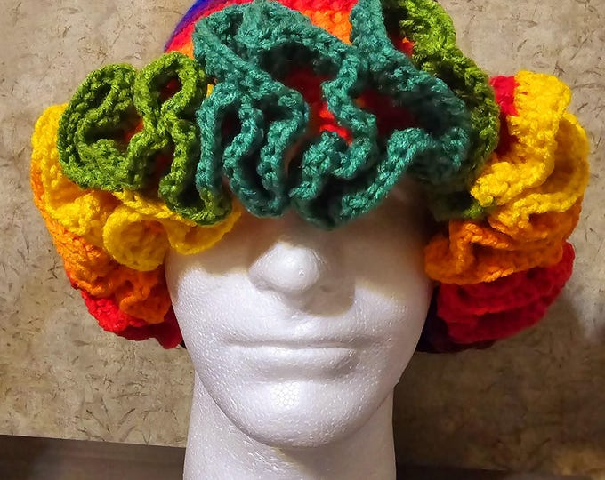 Crochet Ruffle Hat Rainbow Colors - Etsy