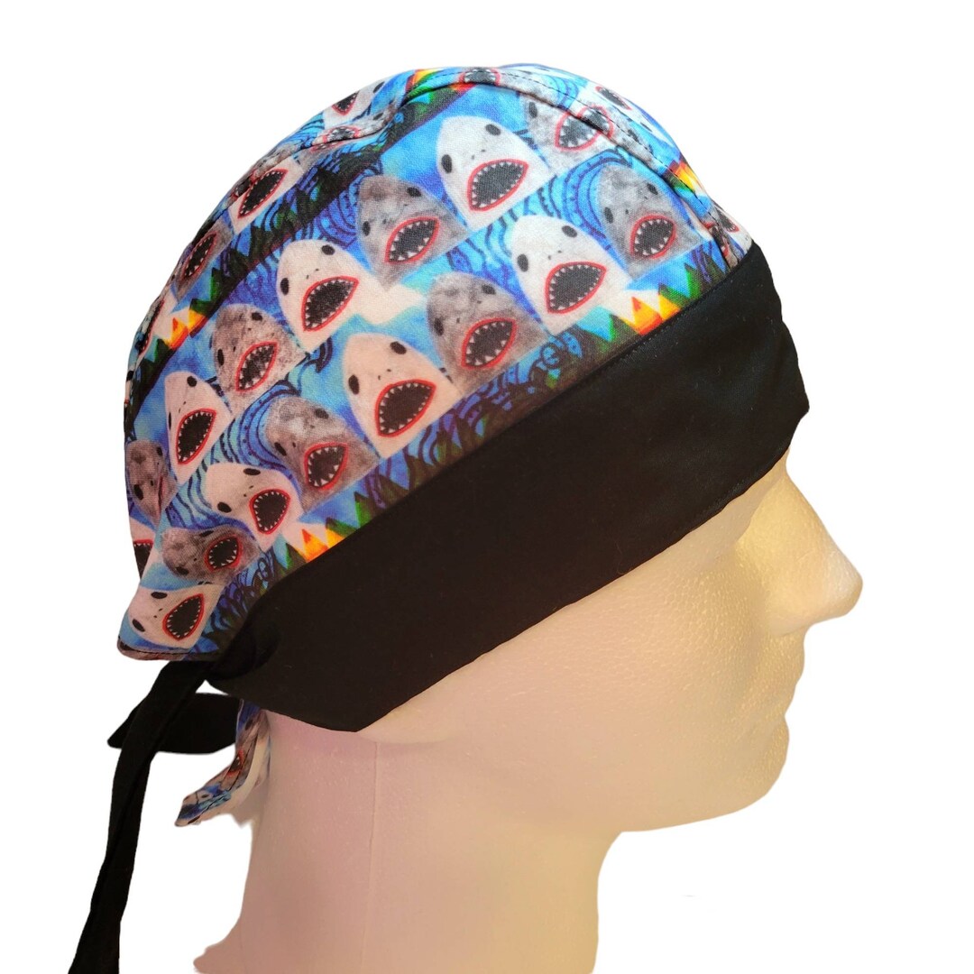 Durag Shark Print Headwrap Bandana Skull Cap - Etsy