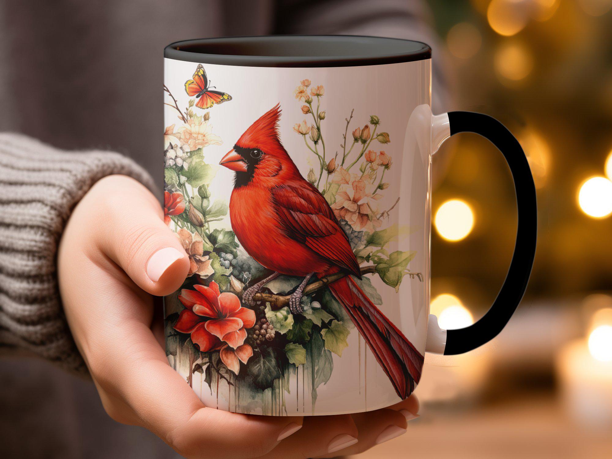 Cardinal Bird Floral Mug: Watercolor Animal Design, Nature Lover Gift ...