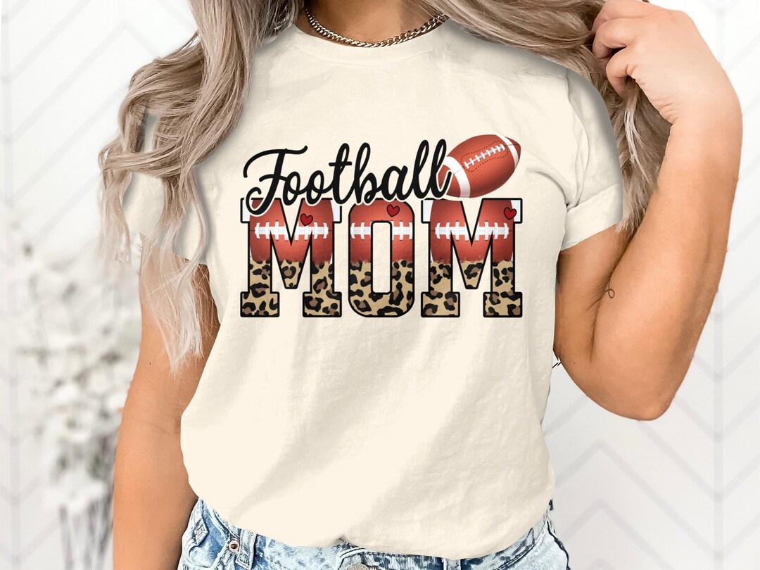 Football Mom T-shirt With Leopard Print, Sports Parent Tee, Casual ...