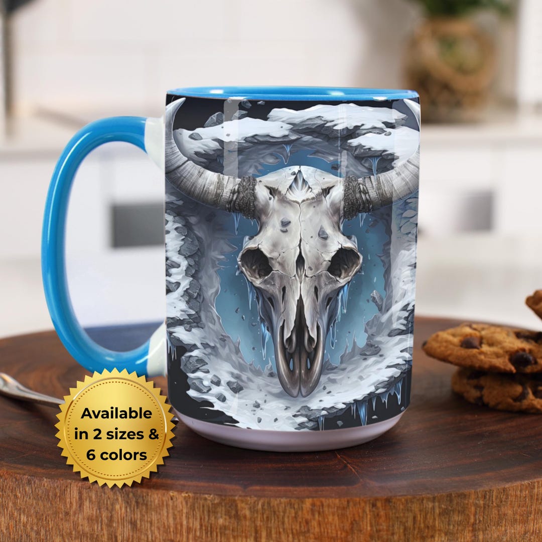 Bull Skull Coffee Mug With Icy Gothic Fantasy Design - Etsy