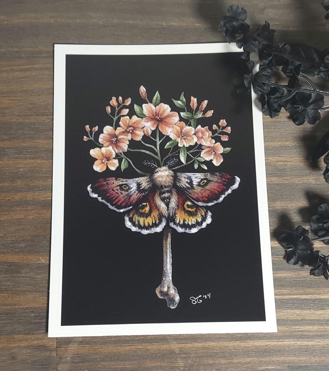 Moth and Bone Print - Moth Art - Dark Art - Dark Surrealism ...