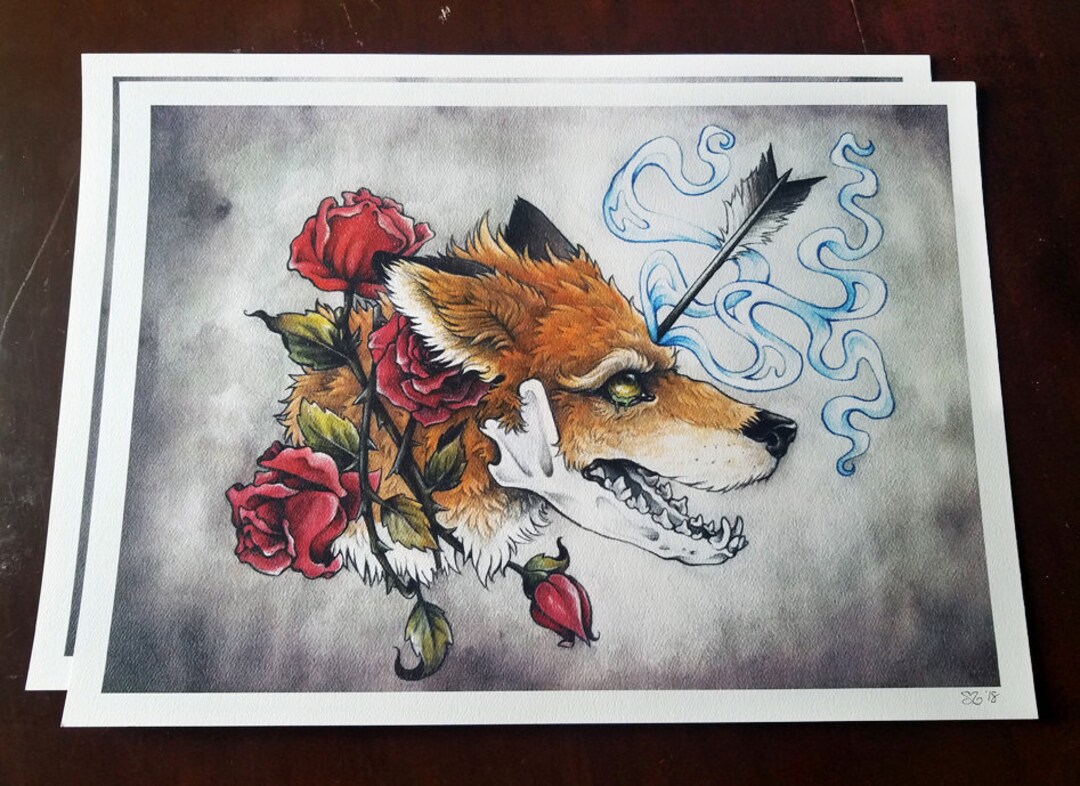 Anxiety Fox PRINT Fox Art Pop Surrealism Fine Art Print Watercolor Fox ...