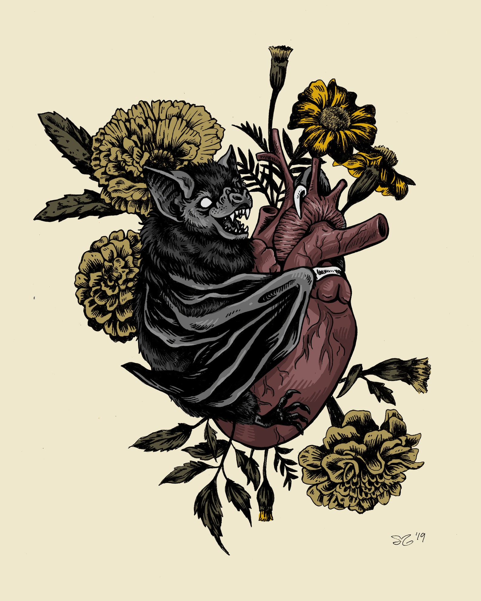 Bat Heart Print Bat Art Dark Art Horror Spooky | Etsy