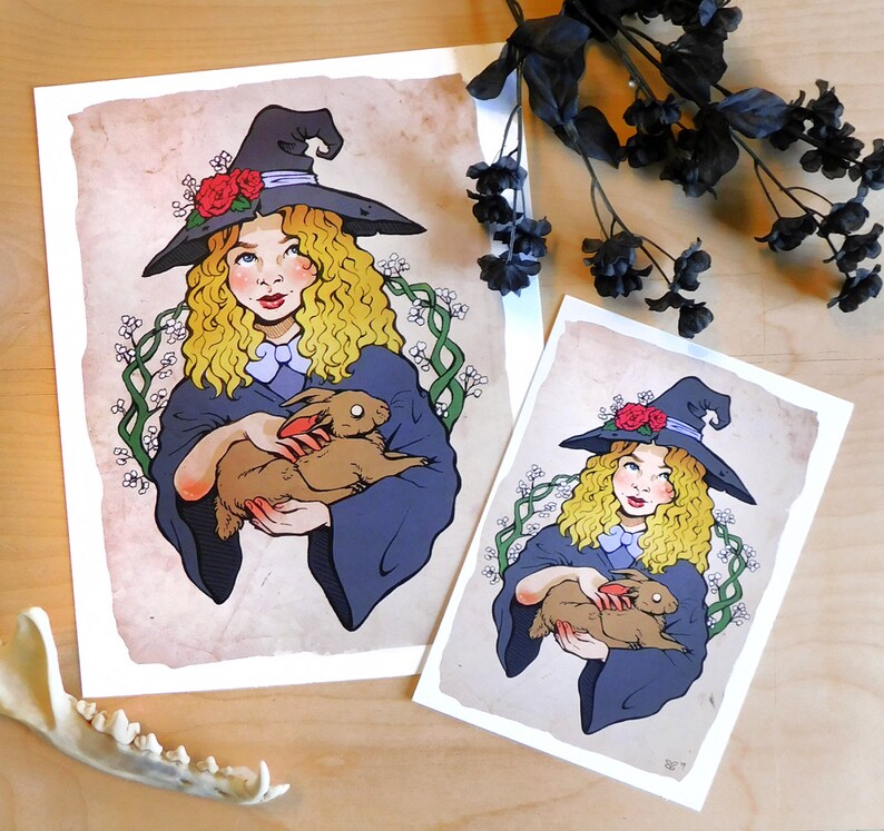 Bunny Witch Print Witch Art Bunny Witchy Gifts Occult Etsy