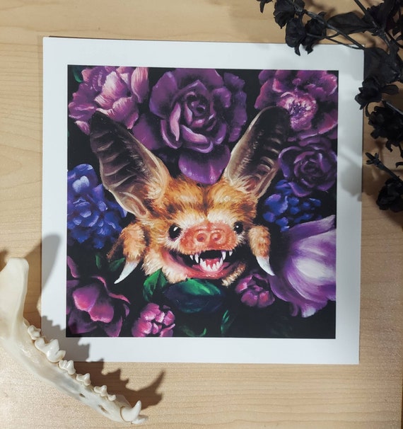 Peeking Bat Archival Print Oil Painting Bat Art Fine Art | Etsy