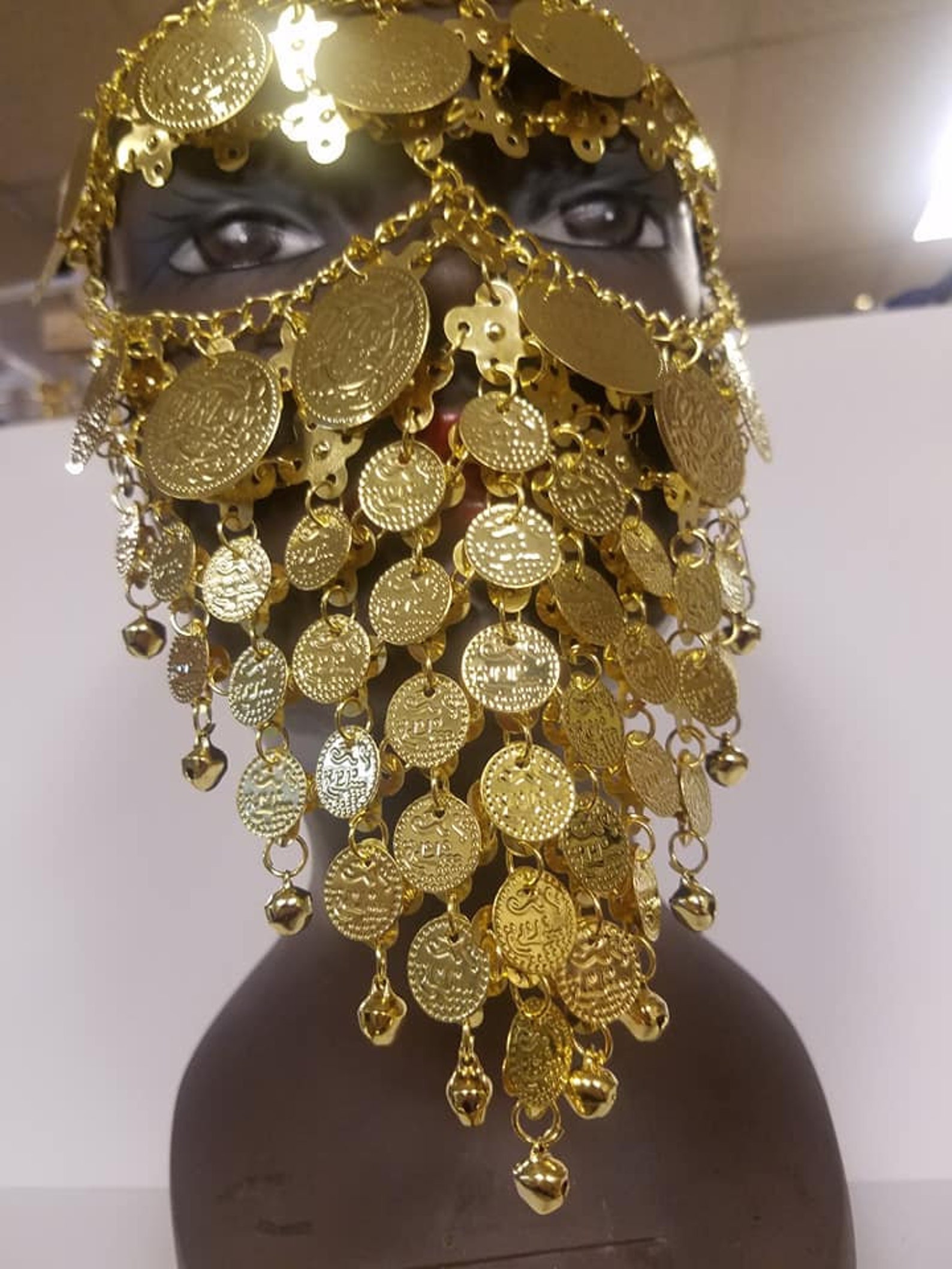 Unique Egyptian Brass Gold Coin Face Veil Piece Made in Egypt - Etsy
