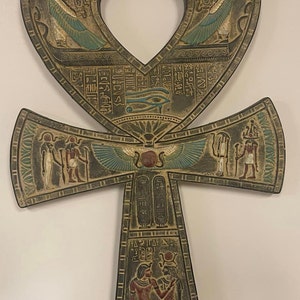 Unique Large Egyptian Ankh Hand Painted and Detailed 15'' L Made in ...