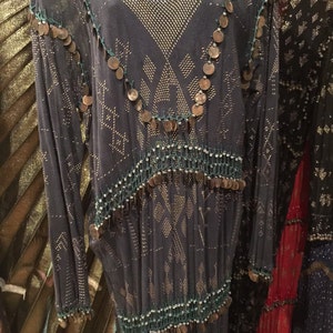 Vintage Green Dress Made of Assuit Fabric & Antique Old Balls Decorate ...