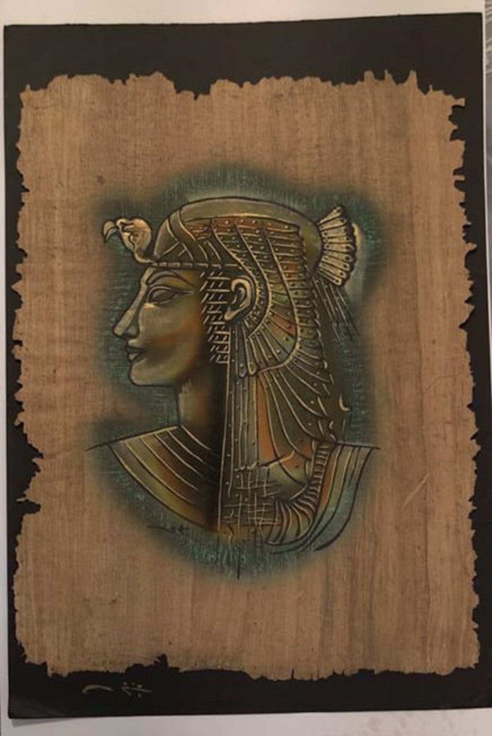Vintage Papyrus Egyptian Queen Cleopatra Made in Egypt and Signed by ...