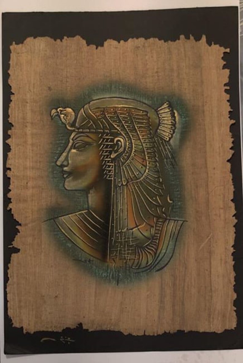Vintage Papyrus Egyptian Queen Cleopatra Made in Egypt and Signed by ...