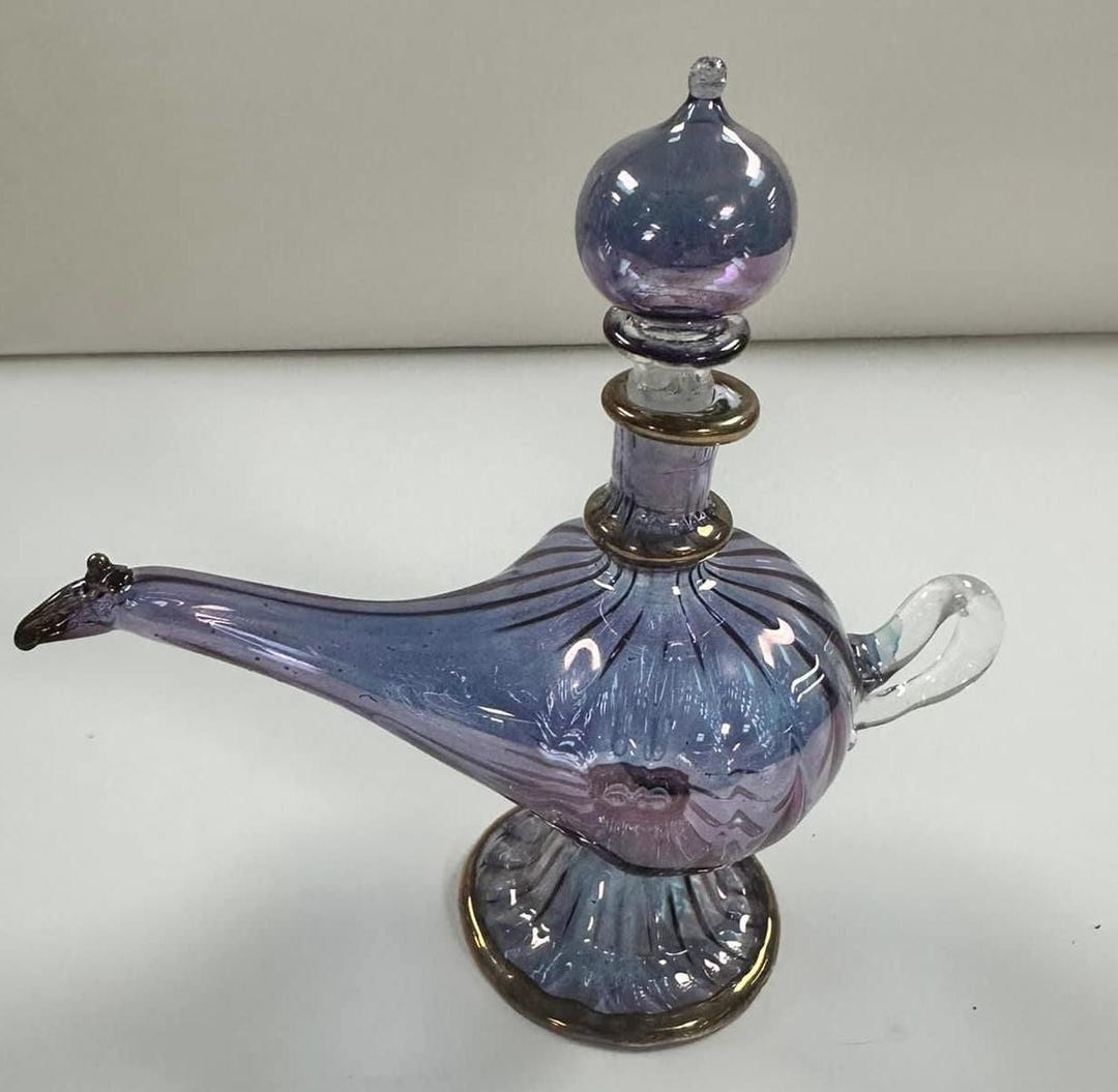 Vintage Egyptian Aladdin Aladdin Lamp Perfume Bottle Hand Blown Glass ...
