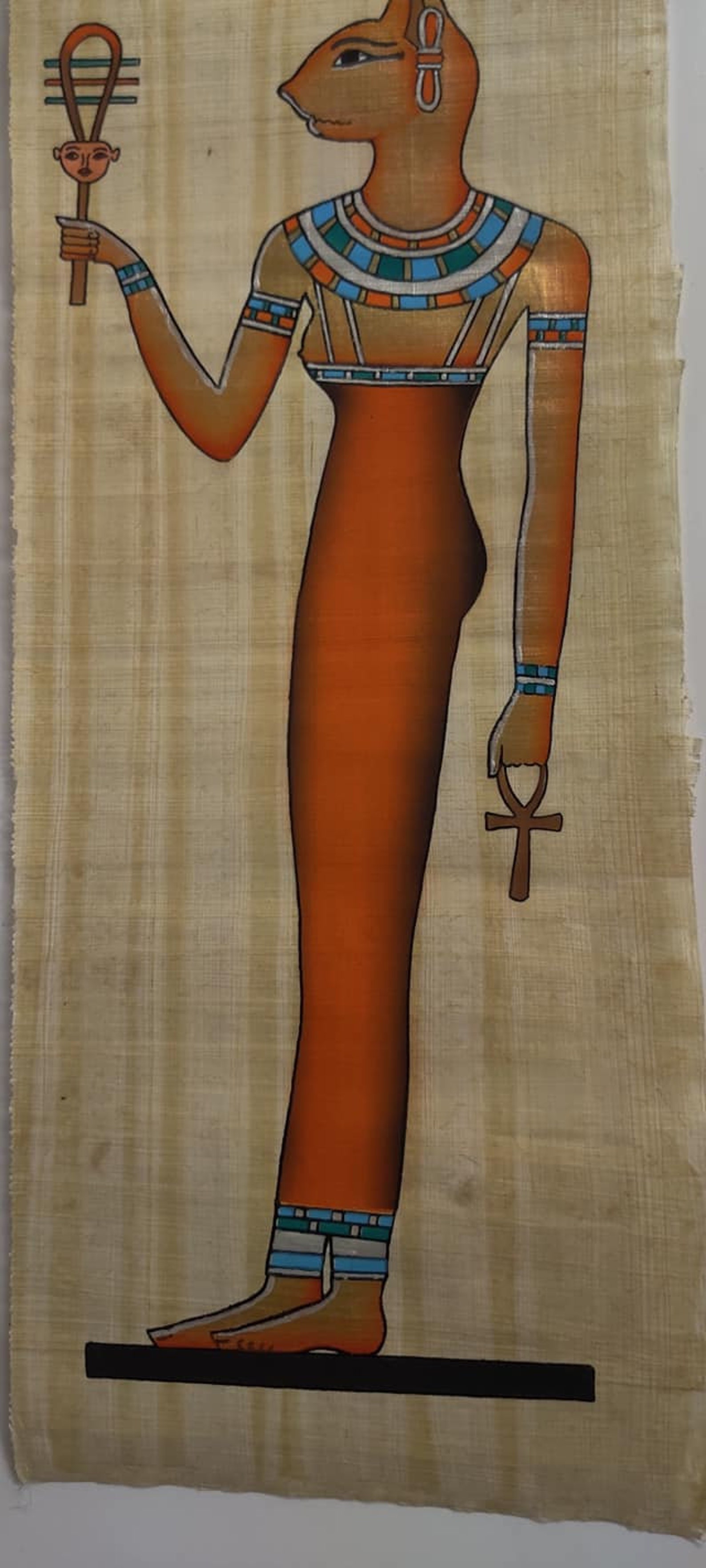 Vintage Hand Painted Papyrus Egyptian Goddess Bastet - Etsy